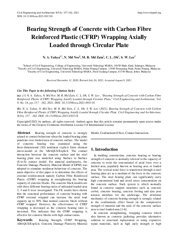 (PDF) Bearing Strength of Concrete with Carbon Fibre Reinforced Plastic ...