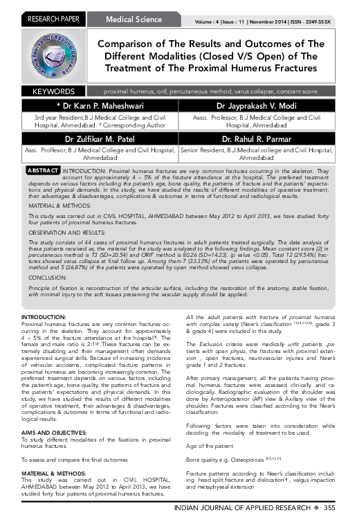 (PDF) Comparison of the Results and Outcomes of the Different Modalities (closed v/s open) of ...