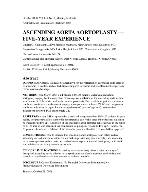 (PDF) Ascending Aorta Aortoplasty — Five-Year Experience