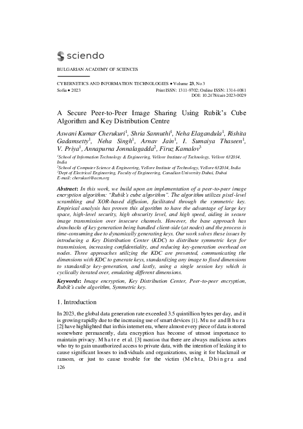 (PDF) A Secure Peer-to-Peer Image Sharing Using Rubik’s Cube Algorithm and Key Distribution Centre