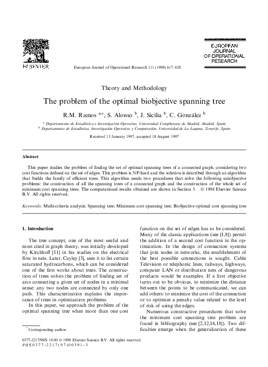 (PDF) The problem of the optimal biobjective spanning tree