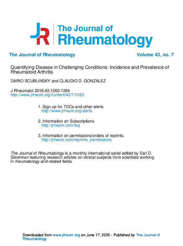 (PDF) Quantifying Disease in Challenging Conditions: Incidence and Prevalence of Rheumatoid ...