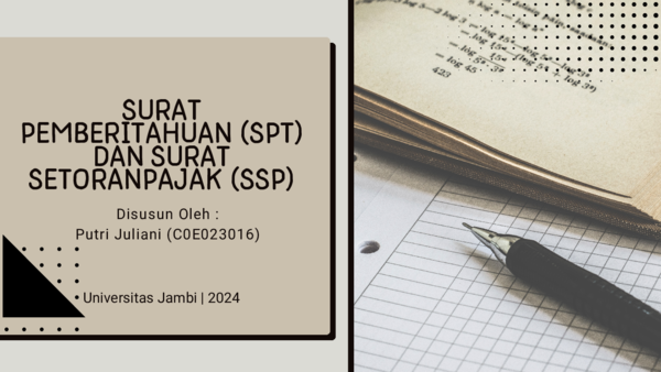 (PDF) SURAT PEMBERITAHUAN (SPT) DAN SURAT SETORANPAJAK (SSP