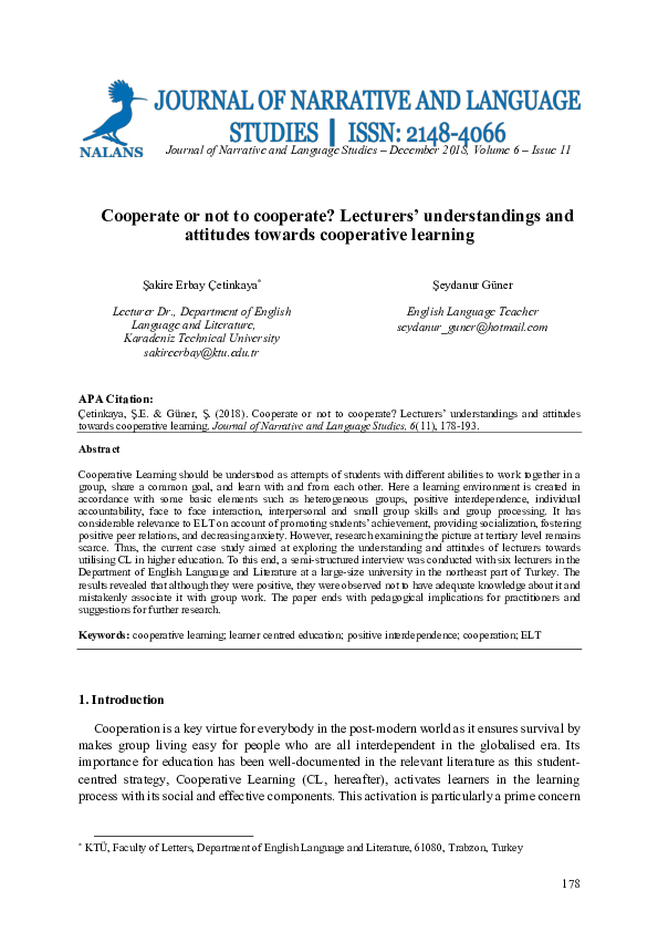 (PDF) Cooperate or Not to Cooperate? Lecturers’ Understandings and ...