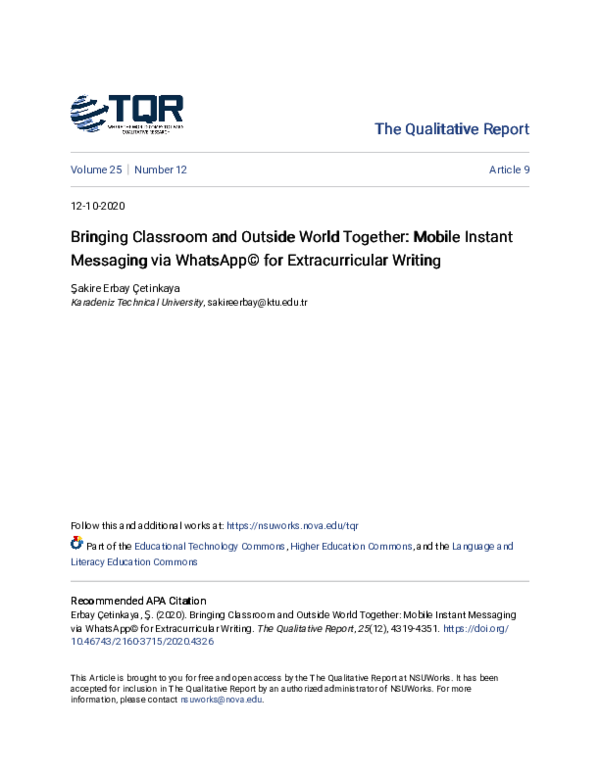 (PDF) Bringing Classroom and Outside World Together: Mobile Instant ...