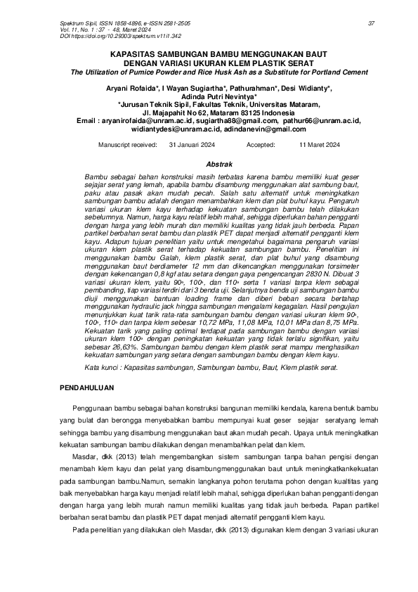 (PDF) Kapasitas Sambungan Bambu Menggunakan Baut Dengan Variasi Ukuran ...