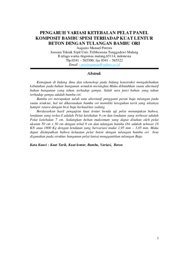 (PDF) Pengaruh Variasi Ketebalan Pelat Panel Komposit Bambu Spesi ...