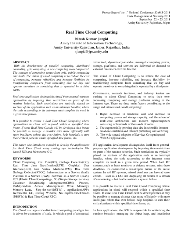 (PDF) Real-Time Cloud Computing Innovations
