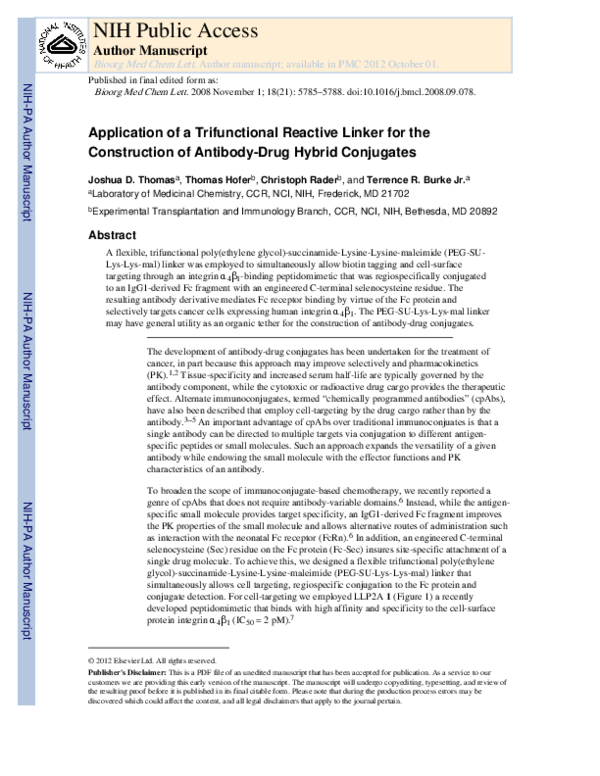 (PDF) Application of a trifunctional reactive linker for the ...