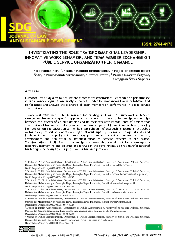 (PDF) Investigating the Role Transformational Leadership, Innovative Work Behavior, and Team ...