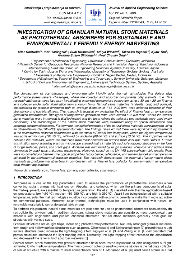 (PDF) Investigation of Granular Natural Stone Materials as Photothermal ...