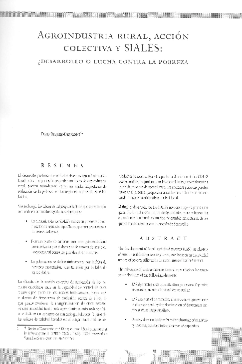 (PDF) Agroindustria rural, acción colectiva y Siales:¿ desarrollo o ...