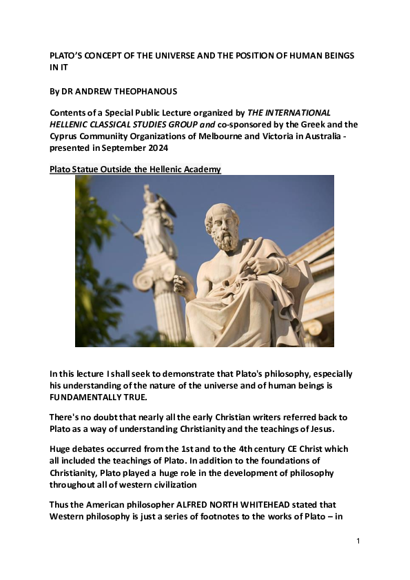 (PDF) Plato's concept of the universe and the position of human beings ...