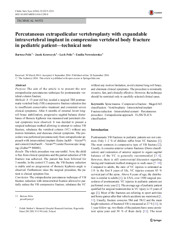 (PDF) Percutaneous extrapedicular vertebroplasty with expandable ...