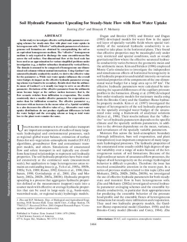 (PDF) Upscaling Soil Hydraulic Parameters for Roots