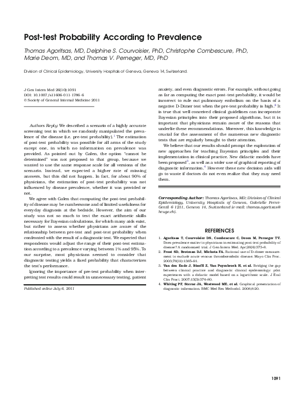 (PDF) Post-test Probability According to Prevalence