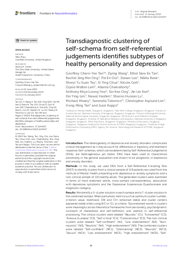(PDF) Transdiagnostic clustering of self-schema from self-referential ...