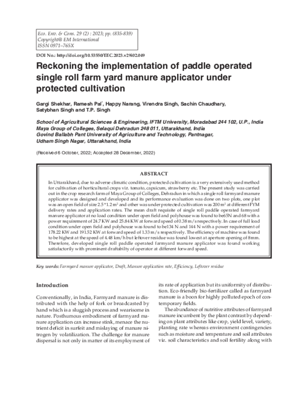 (PDF) Reckoning the implementation of paddle operated single roll farm ...