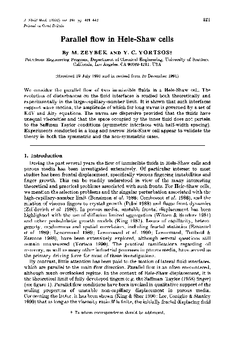 (PDF) Parallel flow in Hele-Shaw cells