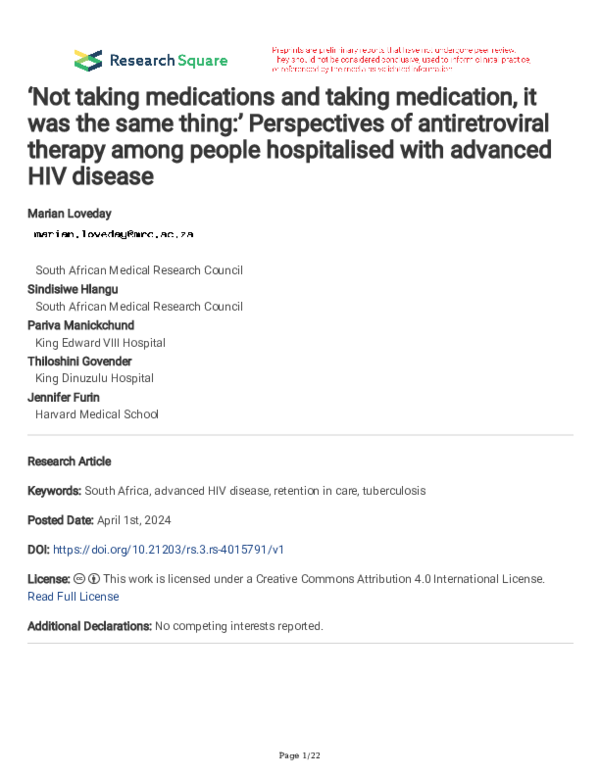 (PDF) ‘Not taking medications and taking medication, it was the same ...
