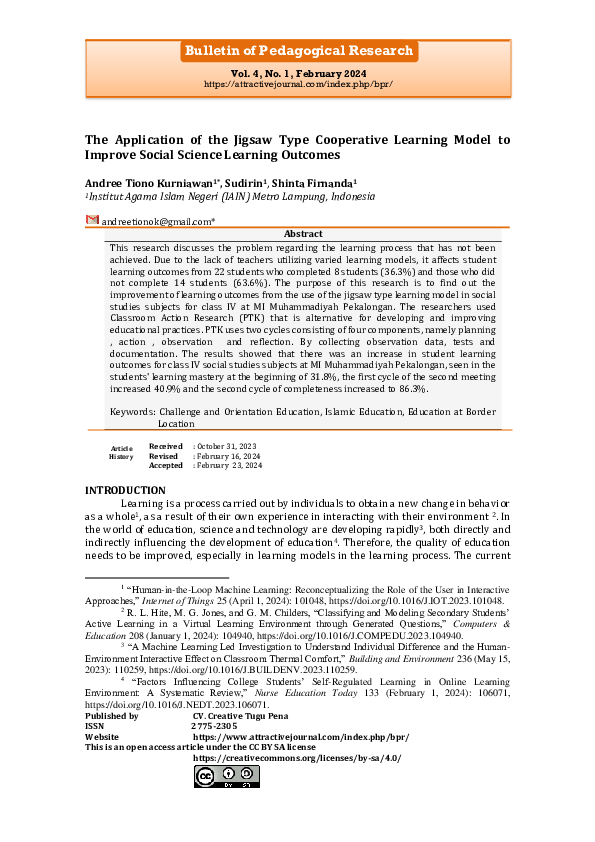 (PDF) The Application of the Jigsaw Type Cooperative Learning Model to Improve Social Science ...