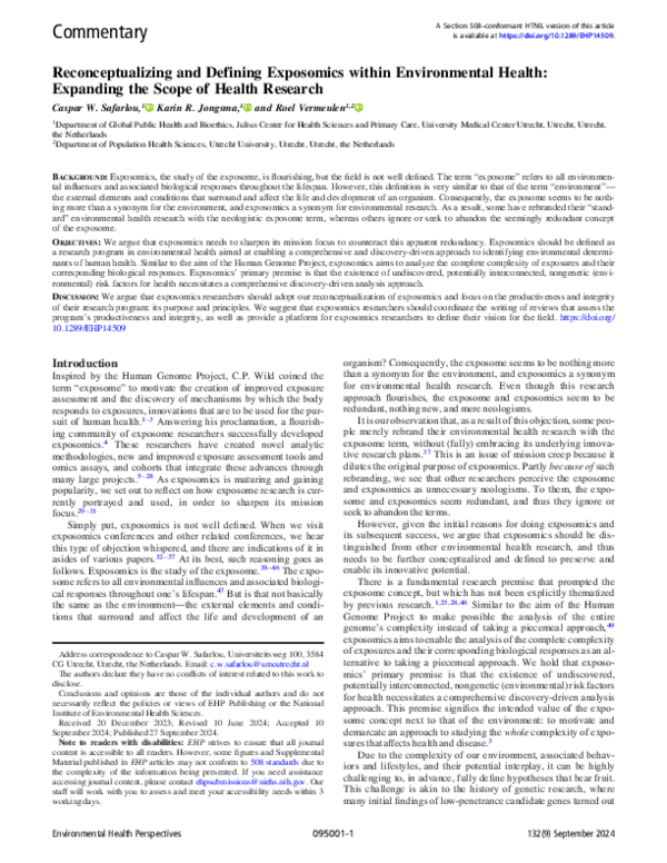 (PDF) Reconceptualizing and Defining Exposomics within Environmental ...