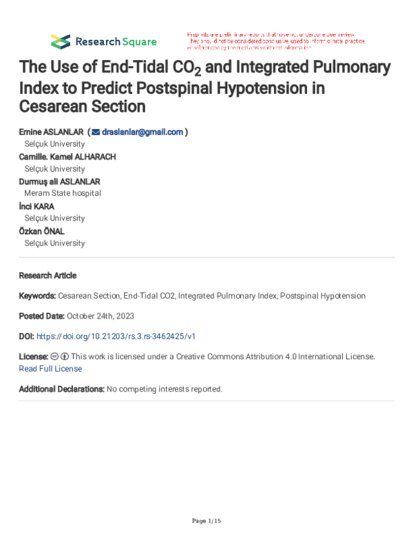 (PDF) The Use of End-Tidal CO2 and Integrated Pulmonary Index to ...