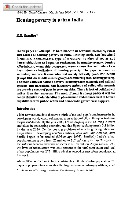 (PDF) Housing poverty in urban India