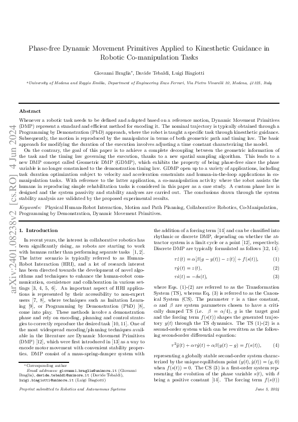 (PDF) Phase-free Dynamic Movement Primitives Applied to Kinesthetic Guidance in Robotic Co ...