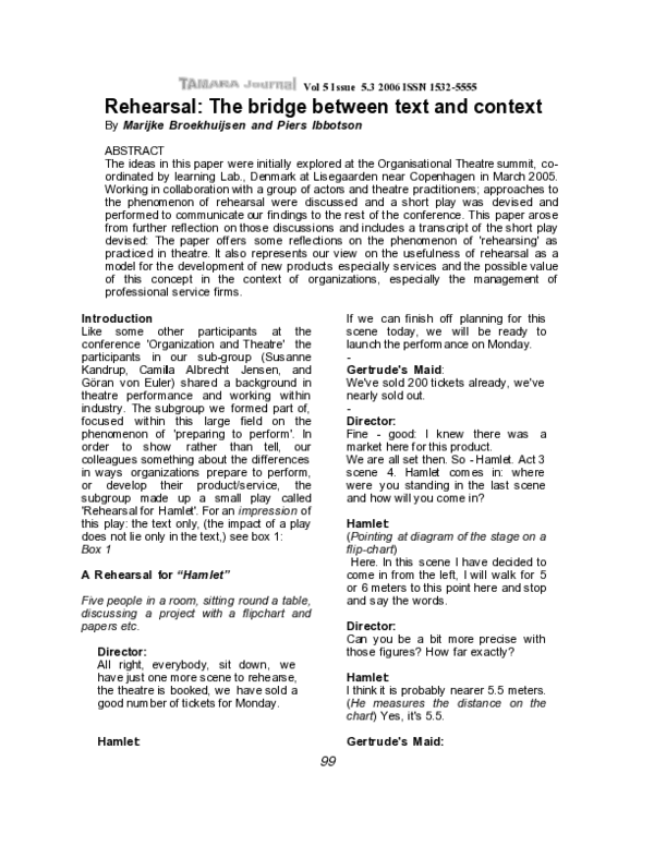 (PDF) Rehearsal: The Bridge between Text and Context