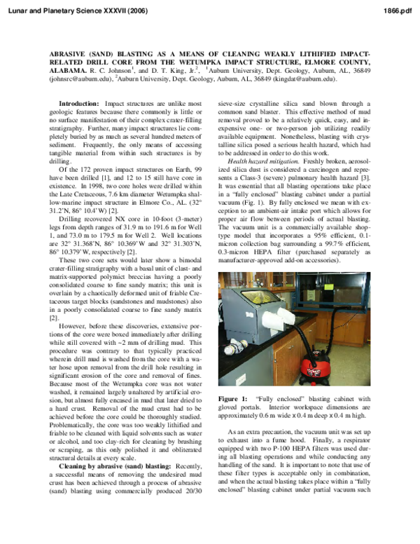 (PDF) Abrasive (Sand) Blasting as a Means of Cleaning Weakly Lithified ...