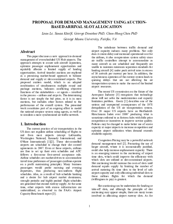 (PDF) Proposal for demand management using auction-based arrival slot ...