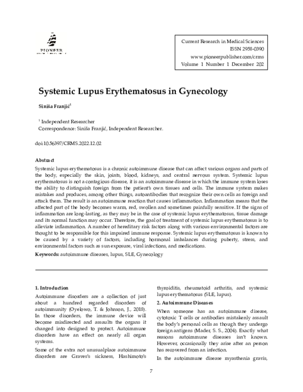 (PDF) Systemic Lupus Erythematosus in Gynecology
