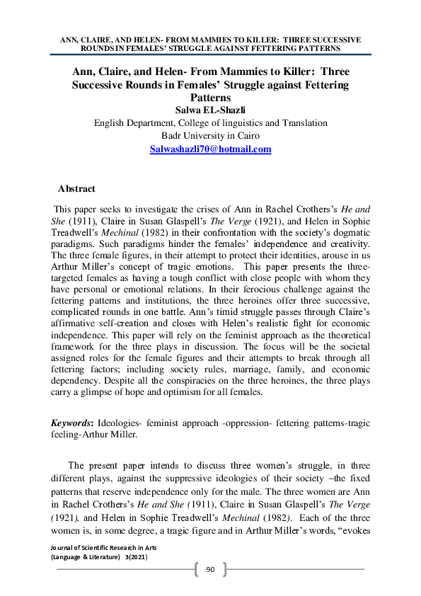 (PDF) Ann, Claire, and Helen: From Mammies to Killers. Three successive ...