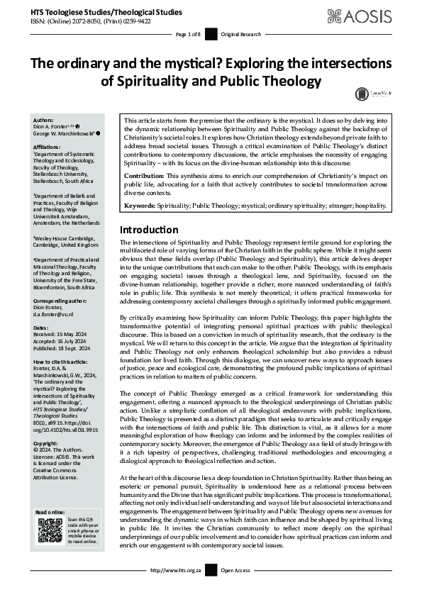 (PDF) The ordinary and the mystical? Exploring the intersections of ...