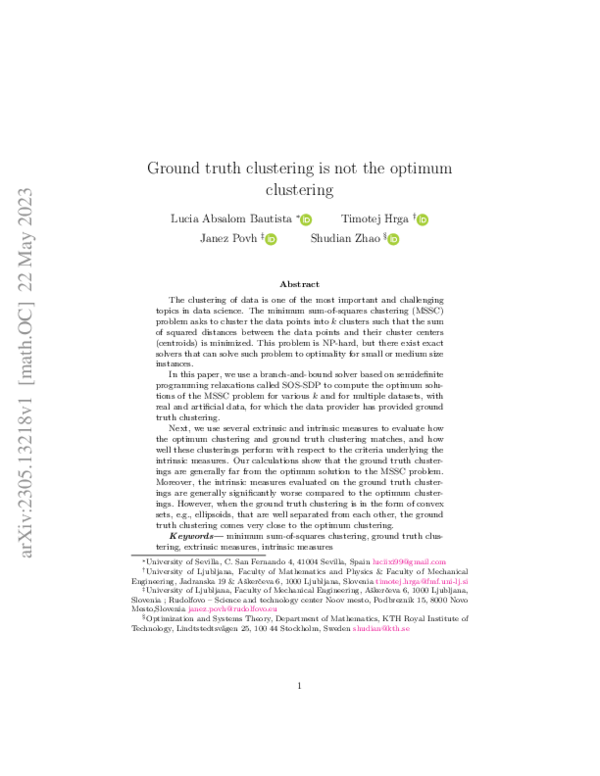 (PDF) Ground truth clustering is not the optimum clustering