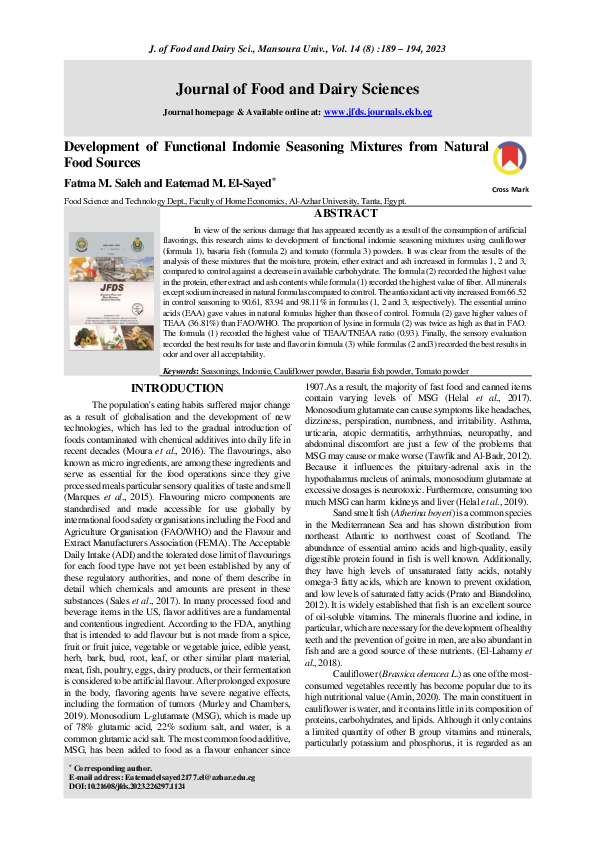 (PDF) Journal of Food and Dairy Sciences | Eatemad M . El-Sayed ...