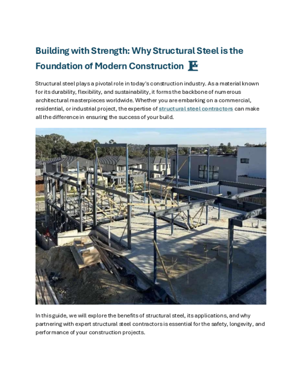 (PDF) Building with Strength: Why Structural Steel is the Foundation of ...