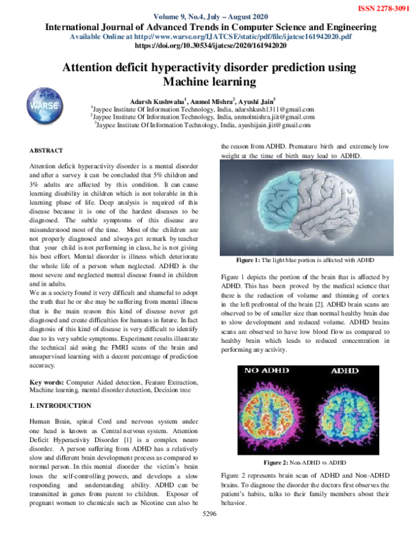 (PDF) Attention deficit hyperactivity disorder prediction using Machine learning