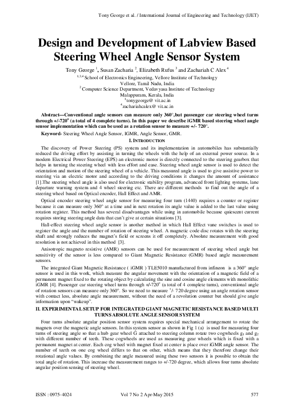 (PDF) Design and Development of Labview Based Steering Wheel Angle ...