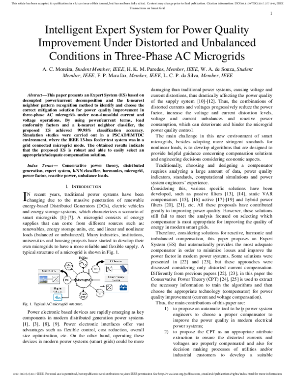 (PDF) Intelligent Expert System for Power Quality Improvement Under Distorted and Unbalanced ...