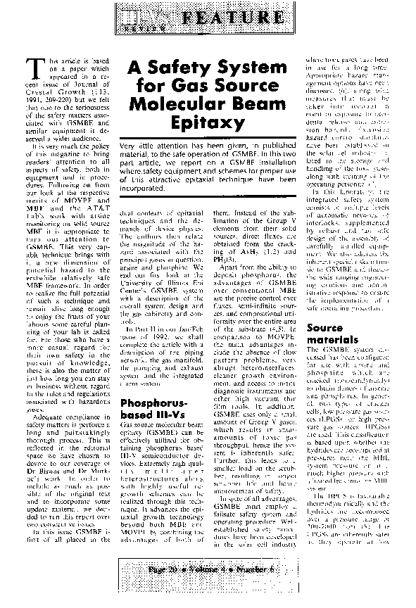 (PDF) A safety system for gas source molecular beam epitaxy