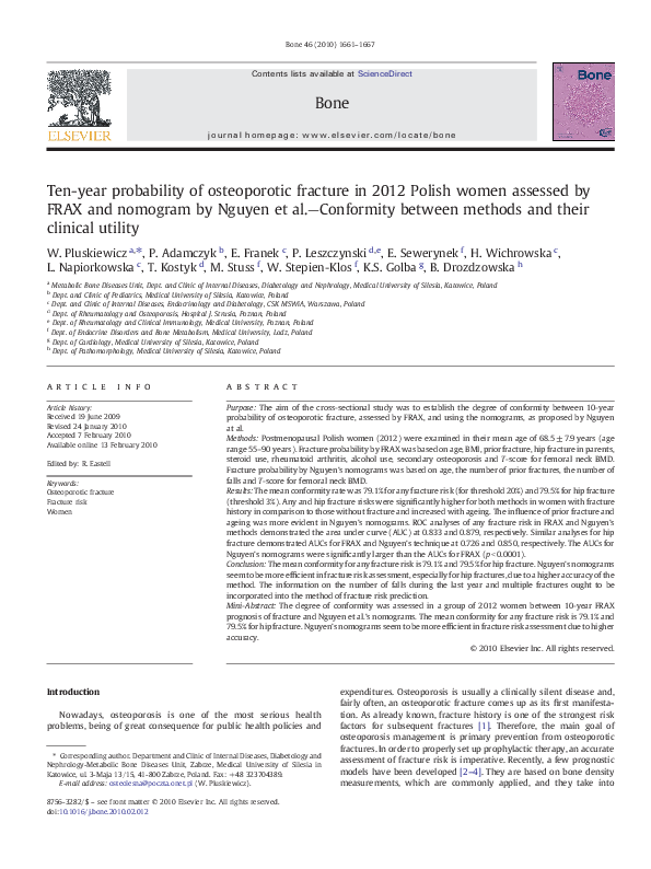 (PDF) Ten-year probability of osteoporotic fracture in 2012 Polish ...