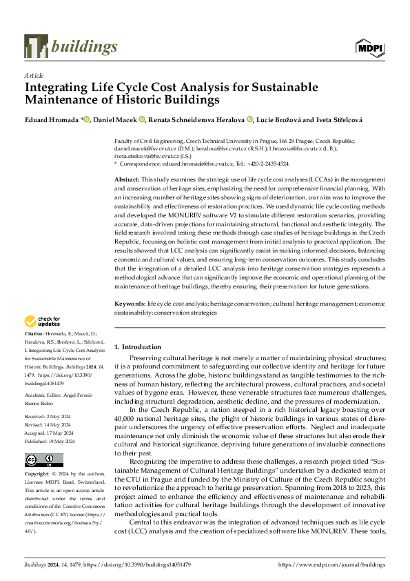 (PDF) Integrating Life Cycle Cost Analysis for Sustainable Maintenance of Historic Buildings
