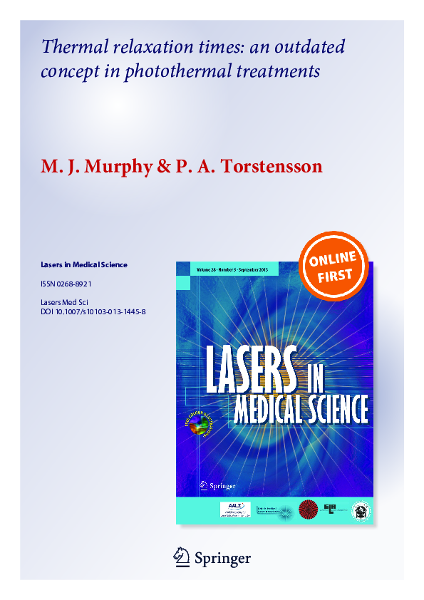 (PDF) Thermal relaxation times: an outdated concept in photothermal ...