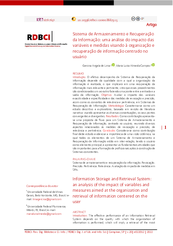 (PDF) Information Storage and Retrieval System: an analysis of the impact of variables and ...