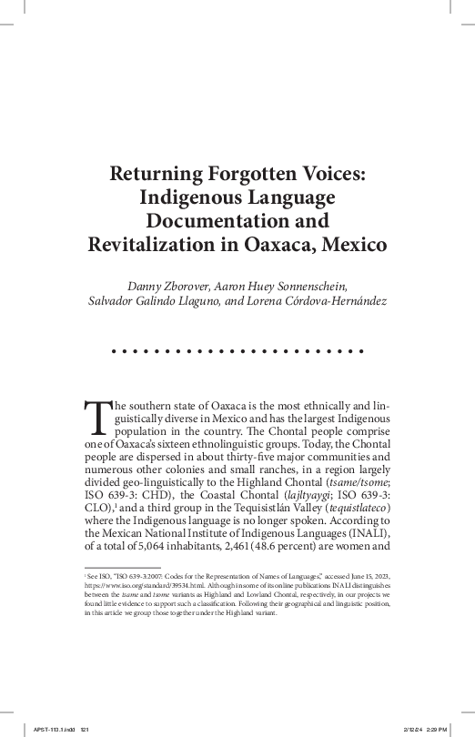 (PDF) Zborover et al. 2024_Returning Forgotten Voices: Indigenous ...