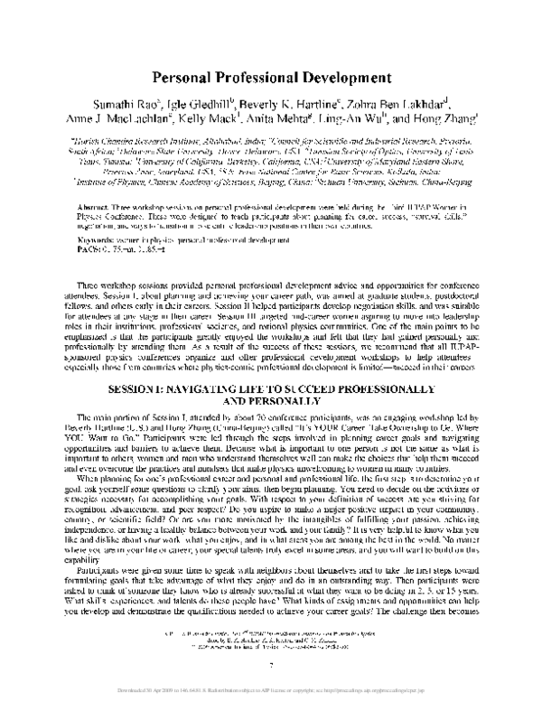 (PDF) Personal Professional Development