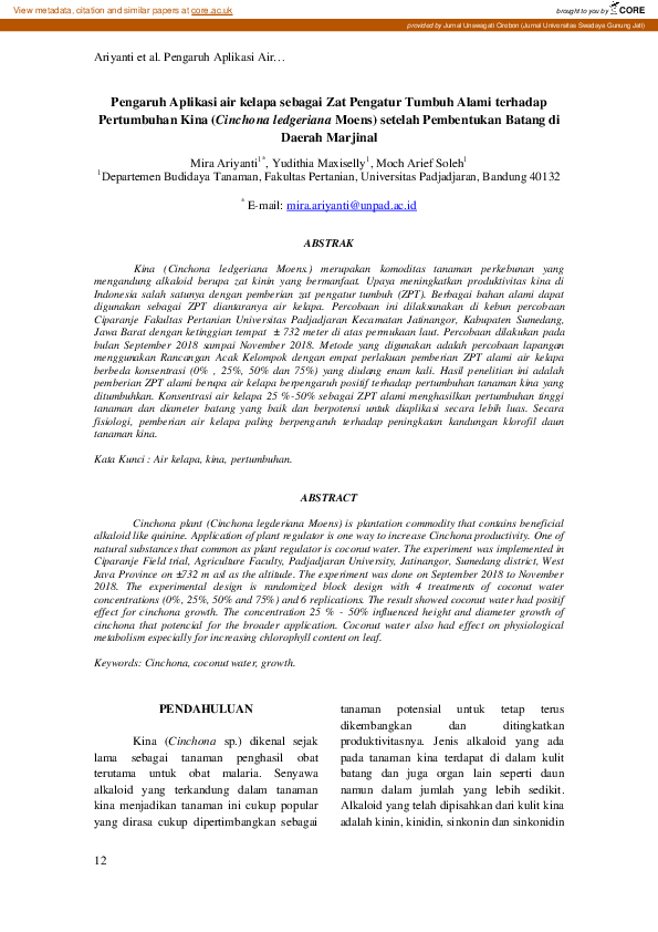 (PDF) Pengaruh Aplikasi air kelapa sebagai Zat Pengatur Tumbuh Alami ...