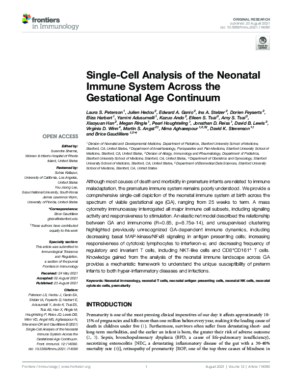 (PDF) Single-Cell Analysis of the Neonatal Immune System Across the Gestational Age Continuum ...